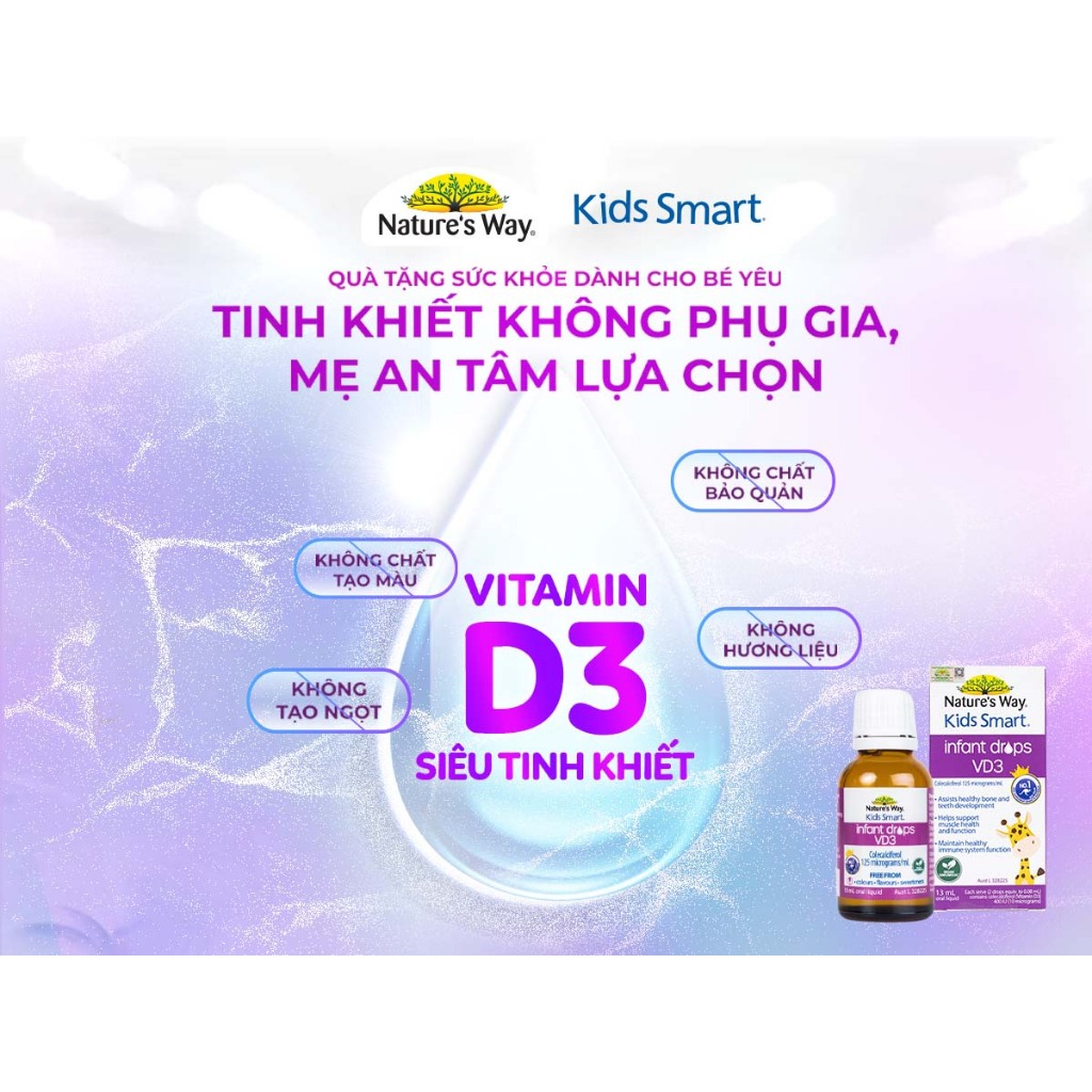 D3 thuần chay ORGANIC - Nature's Way Kids Smart Infant Drops VD3 bổ ...